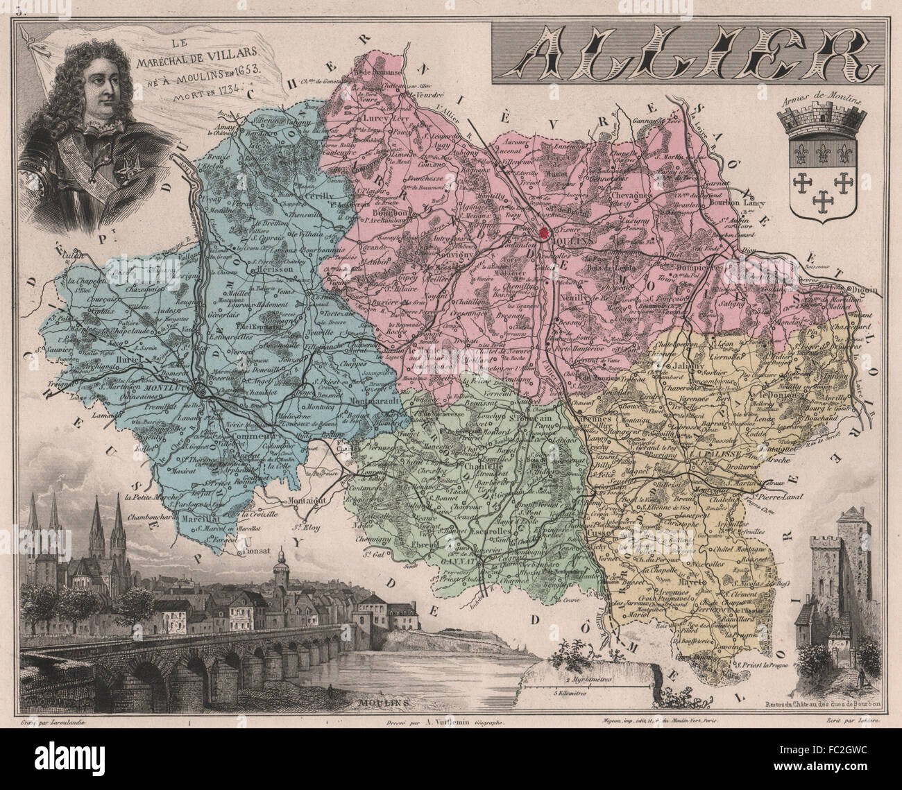 Map of allier hi-res stock photography and images - Alamy
