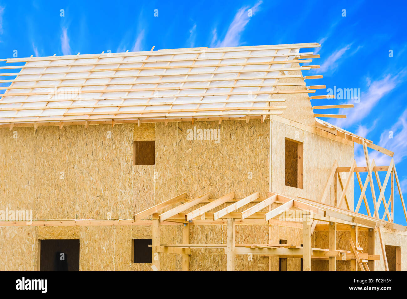 construction of a wooden house Stock Photo - Alamy
