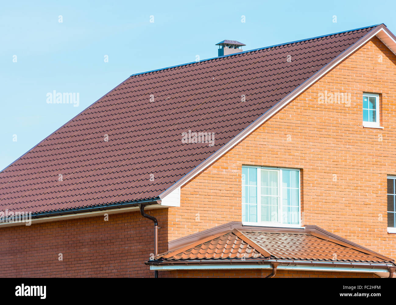 house with a gable roof window Stock Photo - Alamy