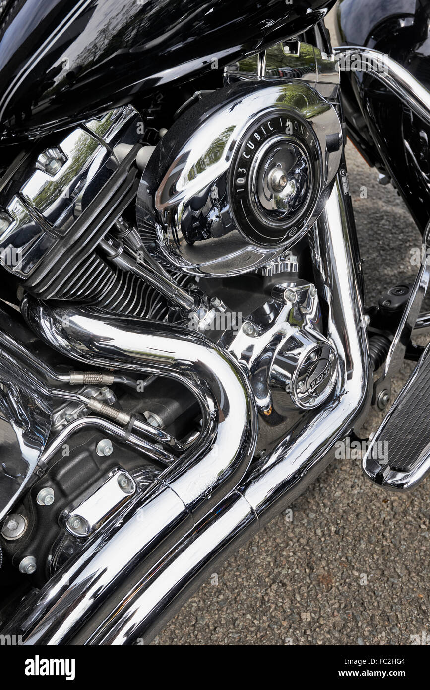 Custom Harley Davidson motorcycle engine with Harley logos Stock Photo ...