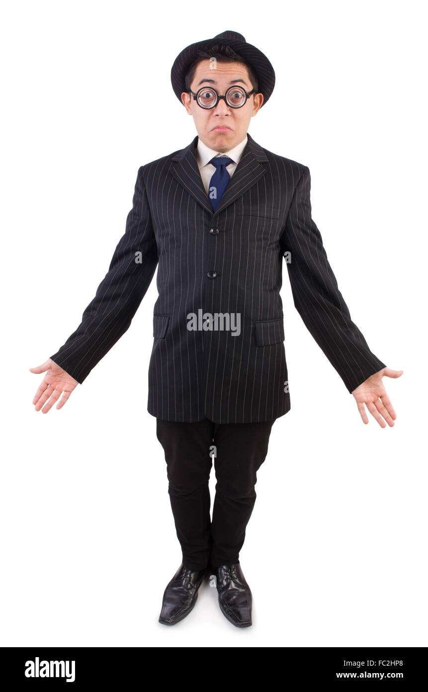 Funny gentleman in striped suit isolated on white Stock Photo - Alamy