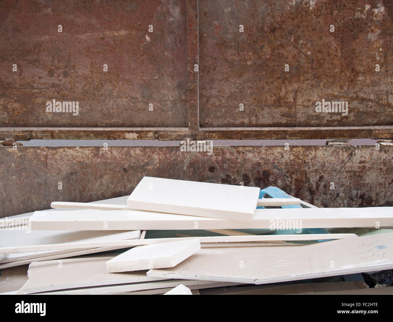 wooden bulky waste in container Stock Photo - Alamy