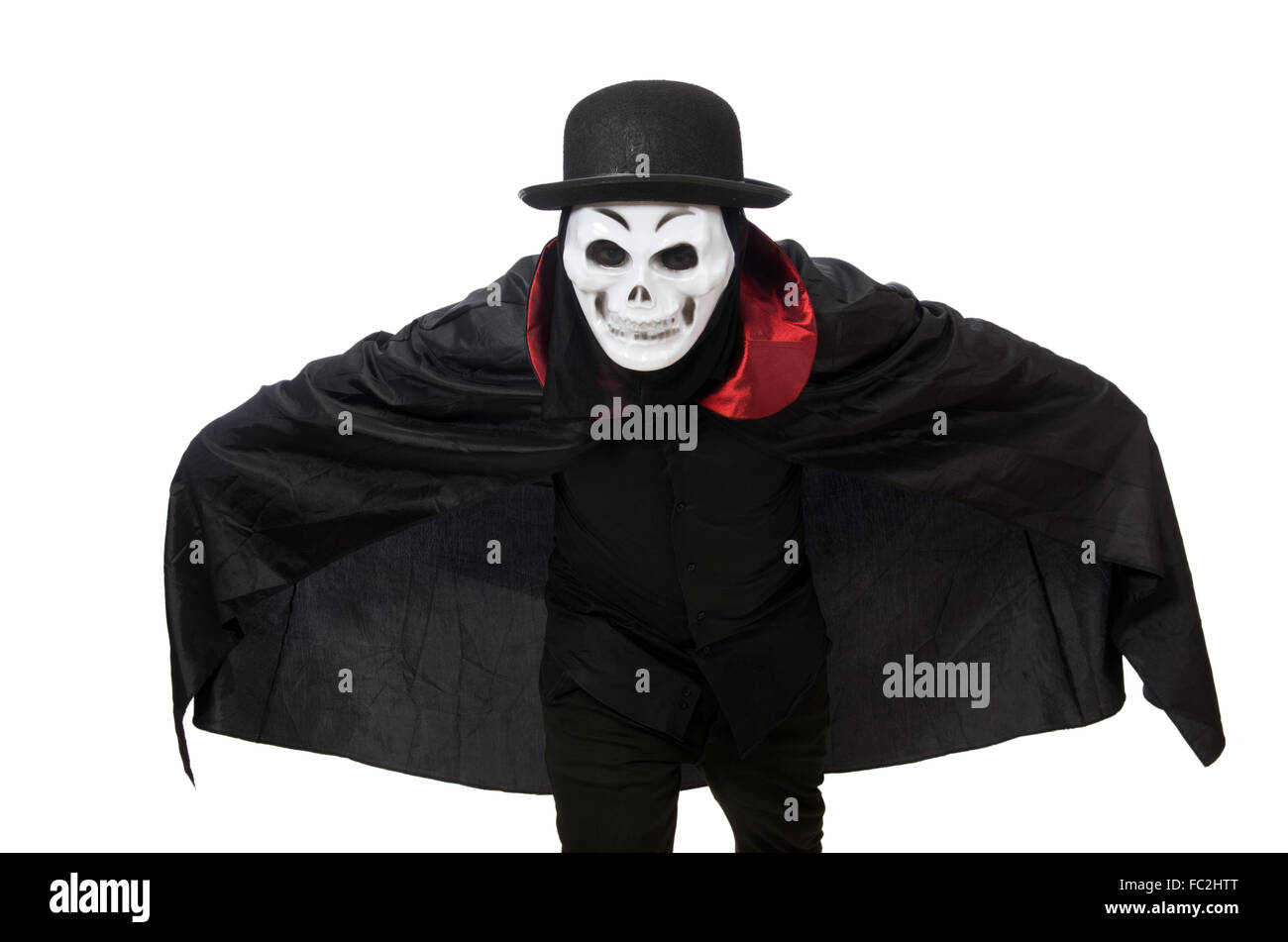Man in horror costume with mask isolated on white Stock Photo - Alamy