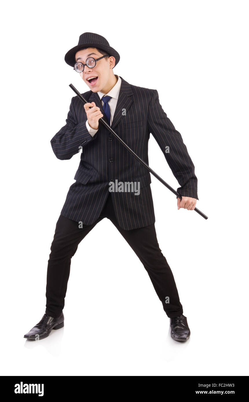 Funny gentleman in striped suit isolated on white Stock Photo - Alamy