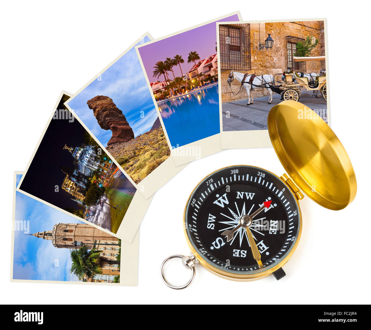 Spain travel images and compass (my photos Stock Photo - Alamy
