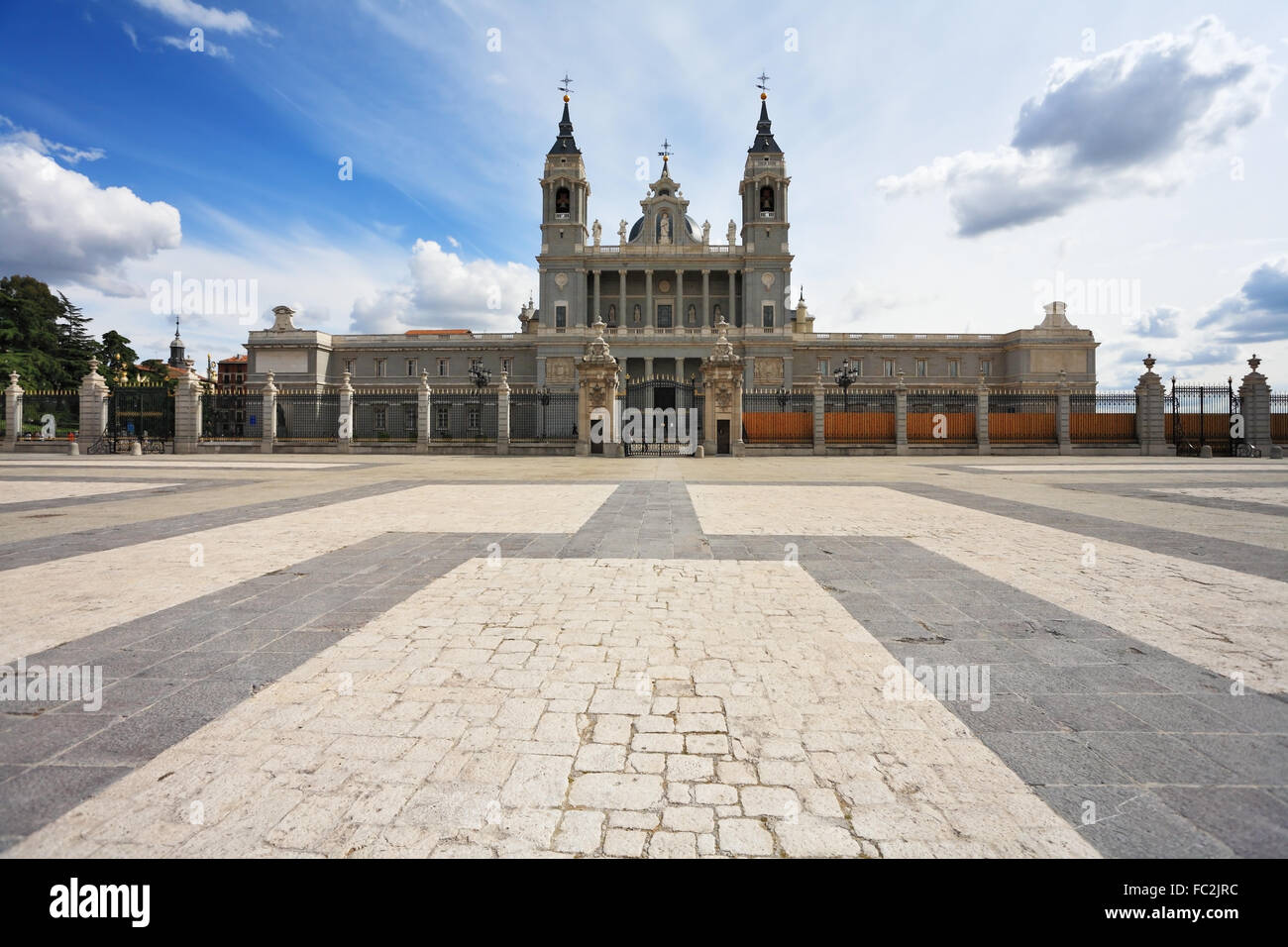 The huge stone paved square of the castle Stock Photo - Alamy