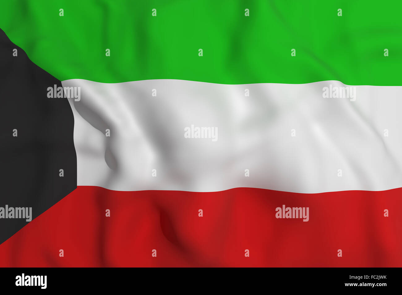 3d rendering of a Kuwait flag waving Stock Photo - Alamy