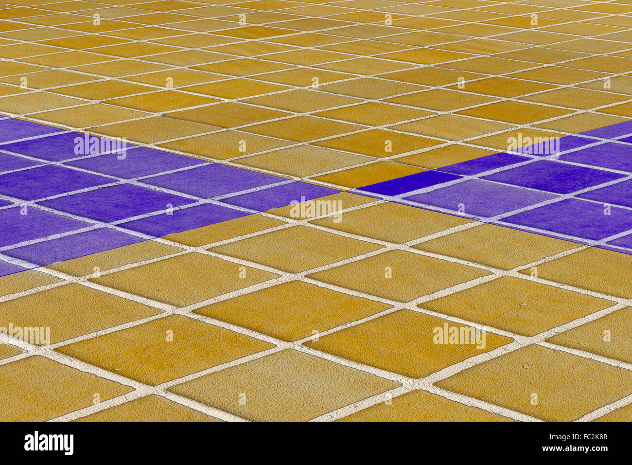 3d rendering of a close-up of yellow and blue ceramic glazed tile floor ...