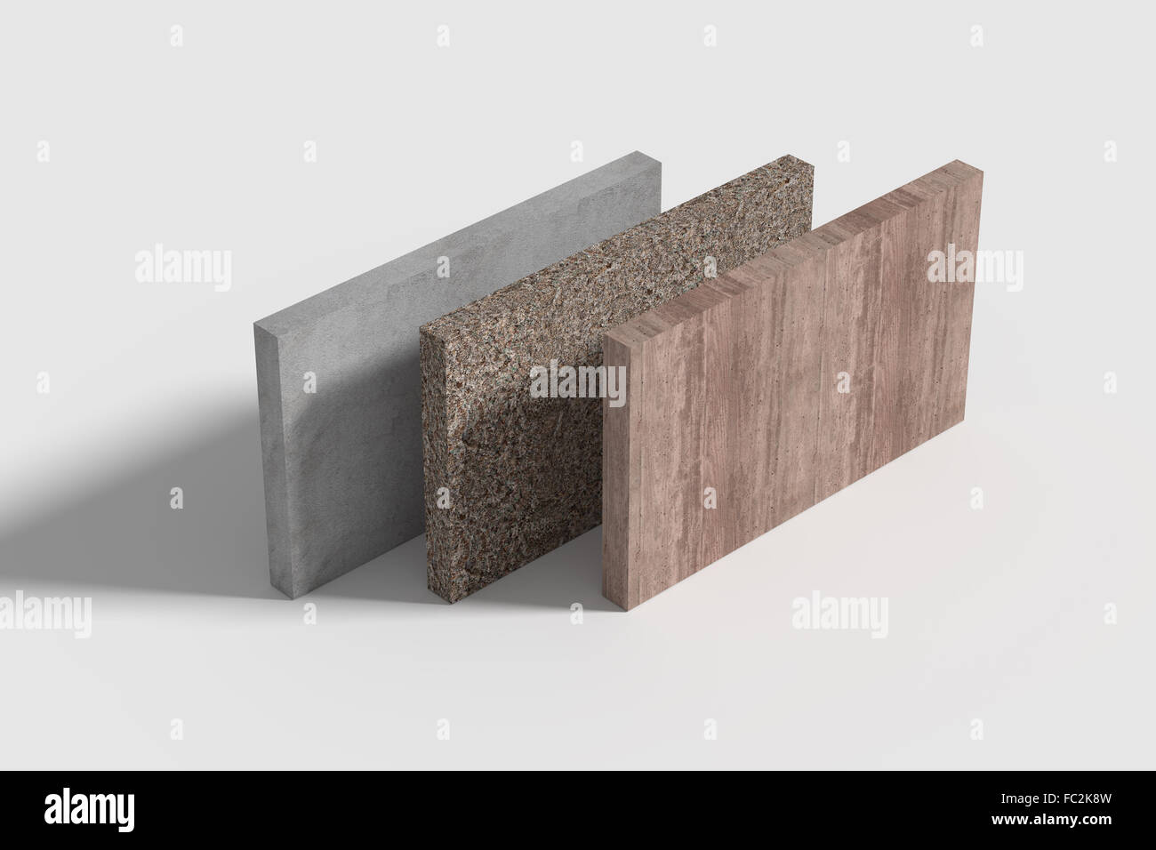 3d rendering of three stone walls on white background Stock Photo - Alamy