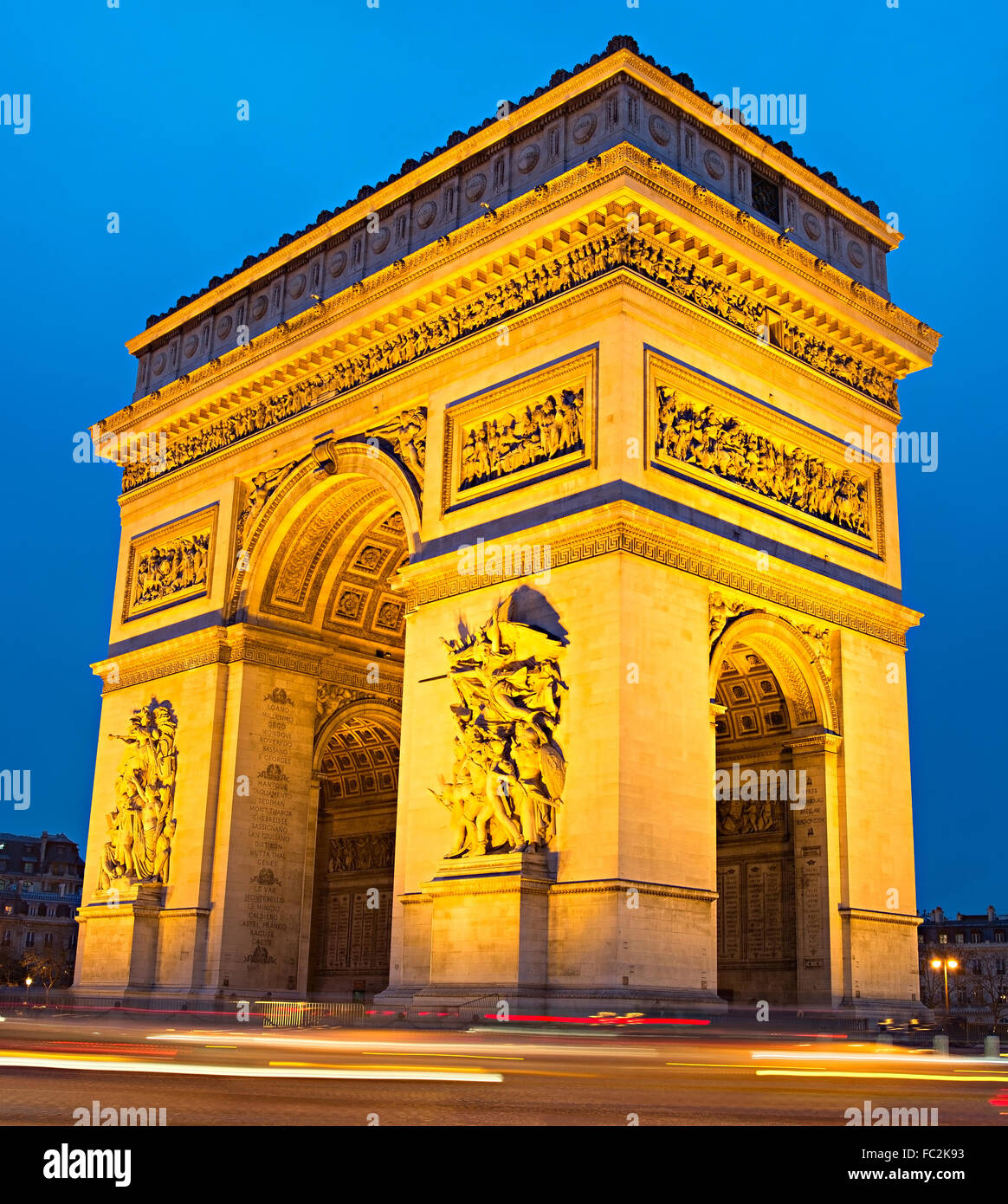 Triumphal Arch at dusk, Paris Stock Photo - Alamy