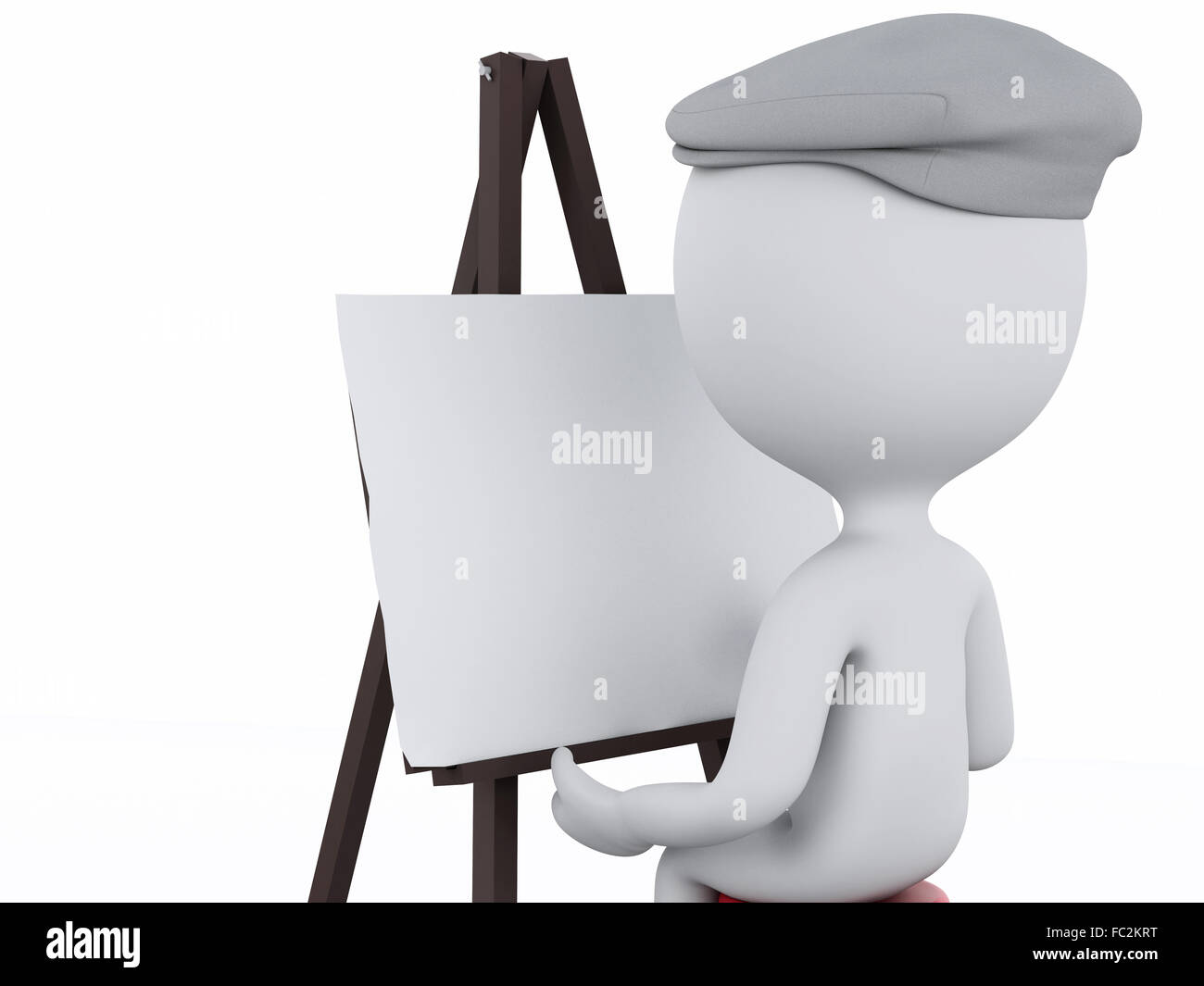 3d white people painter with an easel Stock Photo - Alamy