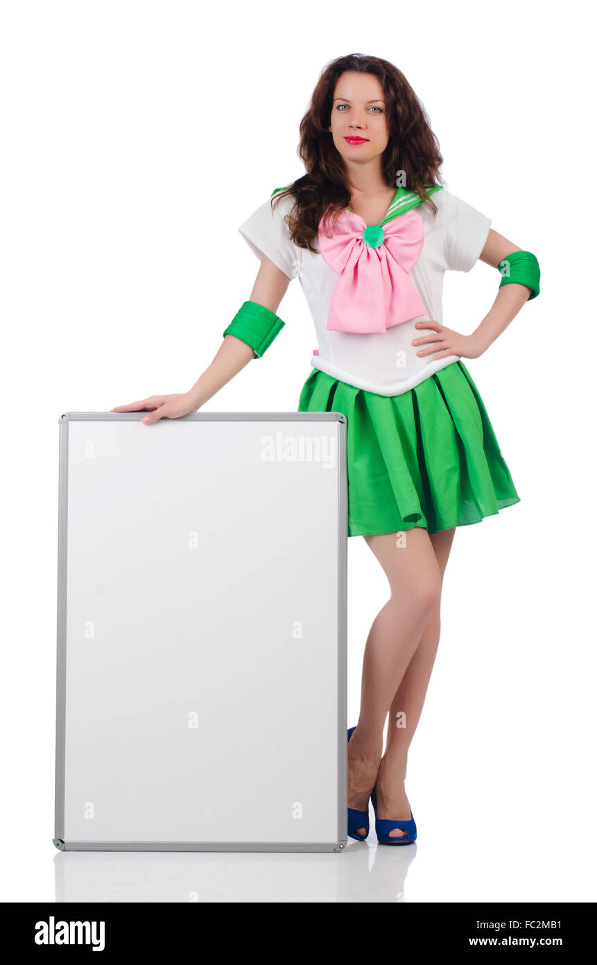 Female model in cosplay costume isolated on white Stock Photo - Alamy