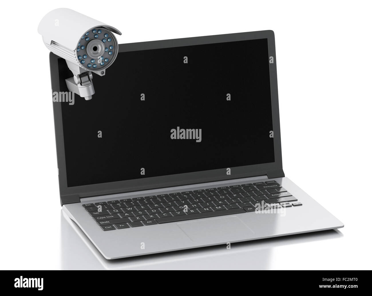 3d Laptop with surveillance camera. Privacy Stock Photo - Alamy