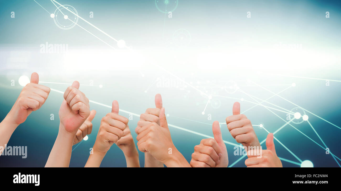Composite image of group of hands giving thumbs up Stock Photo - Alamy