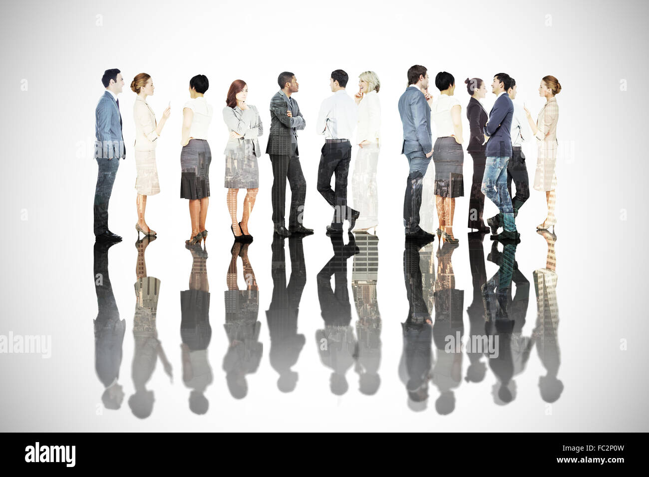 Composite image of many business people standing in a line Stock Photo ...