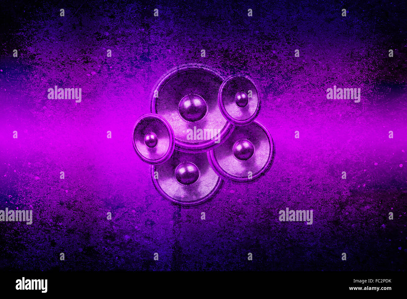 Purple music speakers on a concrete wall Stock Photo - Alamy