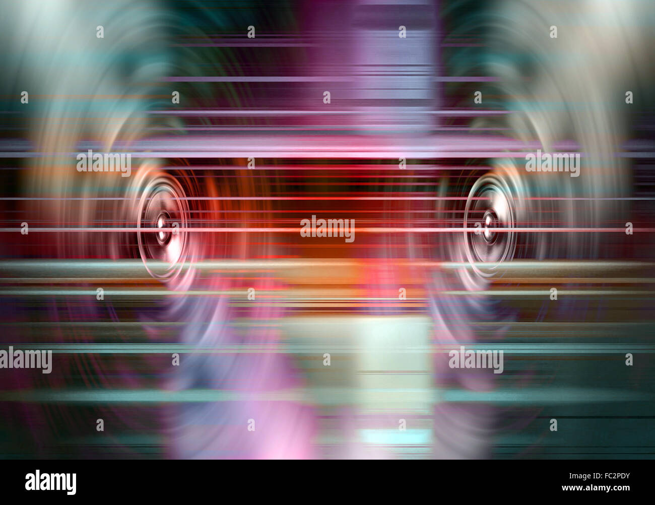 Music speakers with light streaks Stock Photo - Alamy