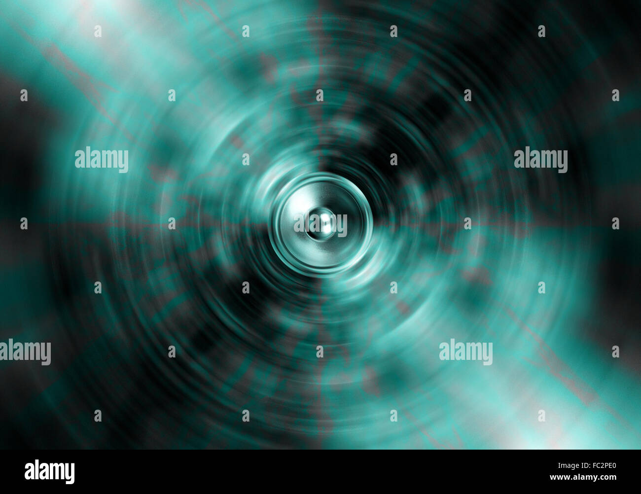 Audio speaker on blurred green background Stock Photo - Alamy