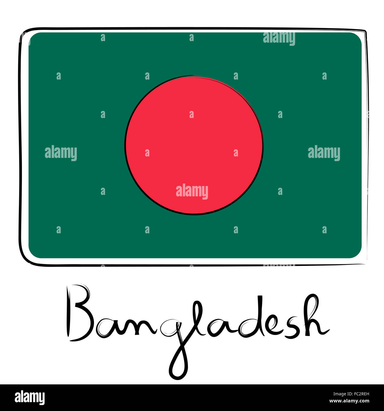 Bangladesh flag doodle Stock Photo - Alamy