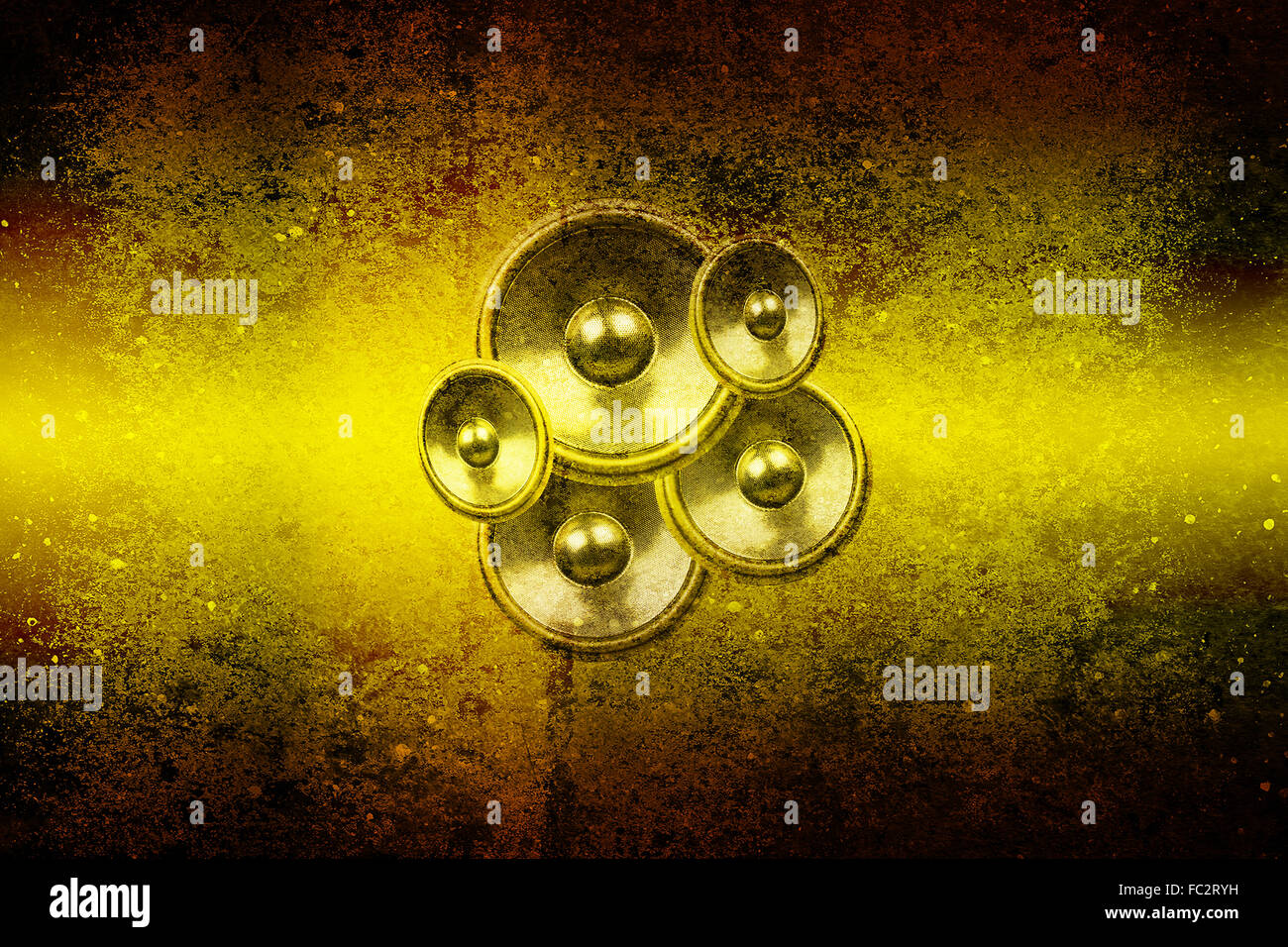 Audio speakers on a concrete wall Stock Photo - Alamy