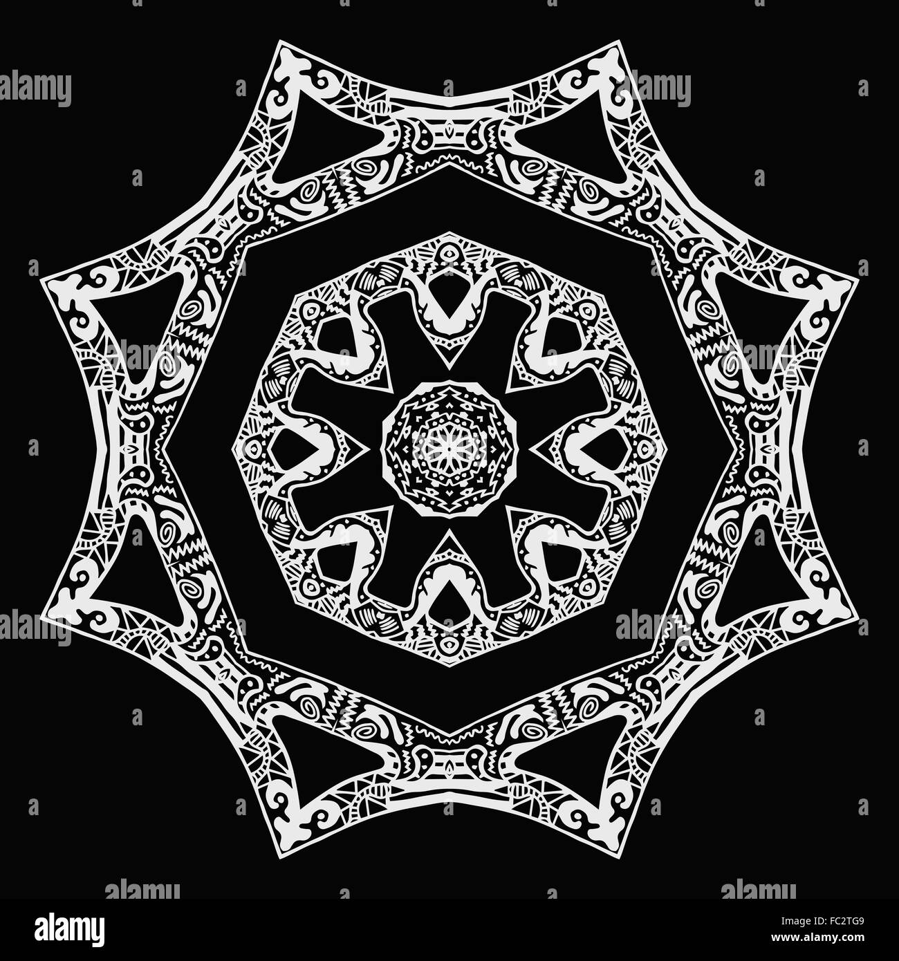 White star pattern, hand-drawn design on black Stock Vector Image & Art ...