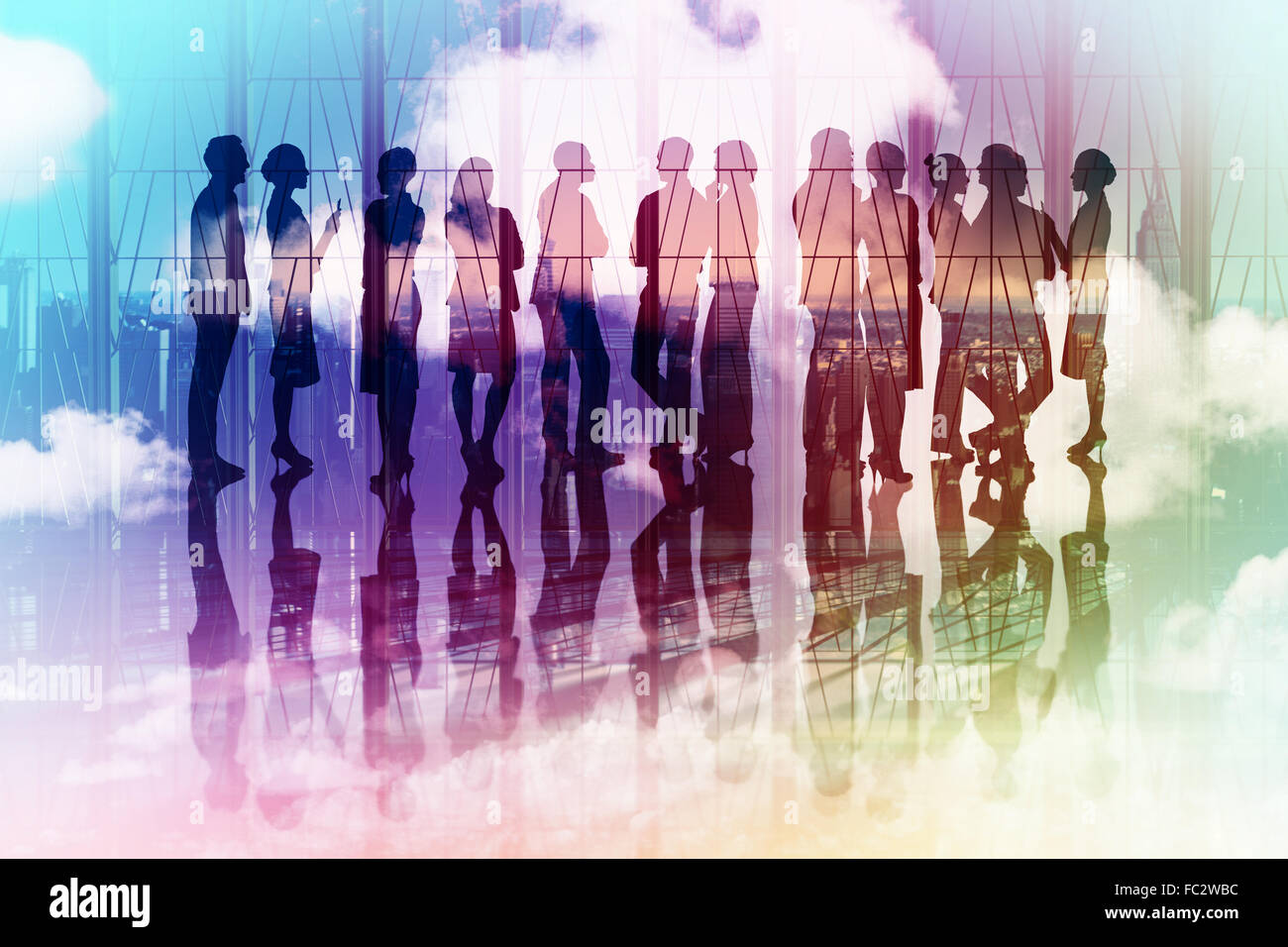 Composite image of many business people standing in a line Stock Photo ...