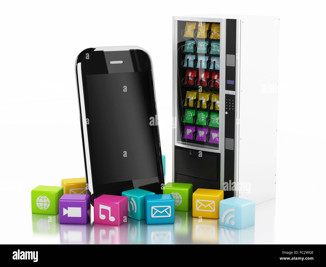 3d Smartphone with application Icons Stock Photo - Alamy