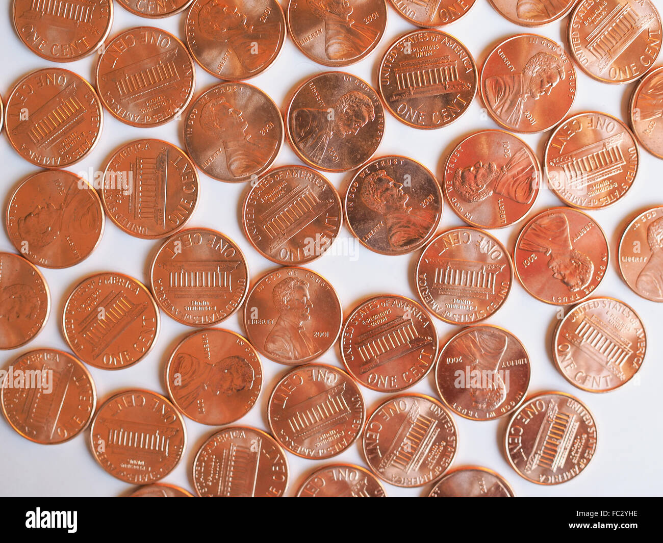 Dollar coins 1 cent Stock Photo - Alamy