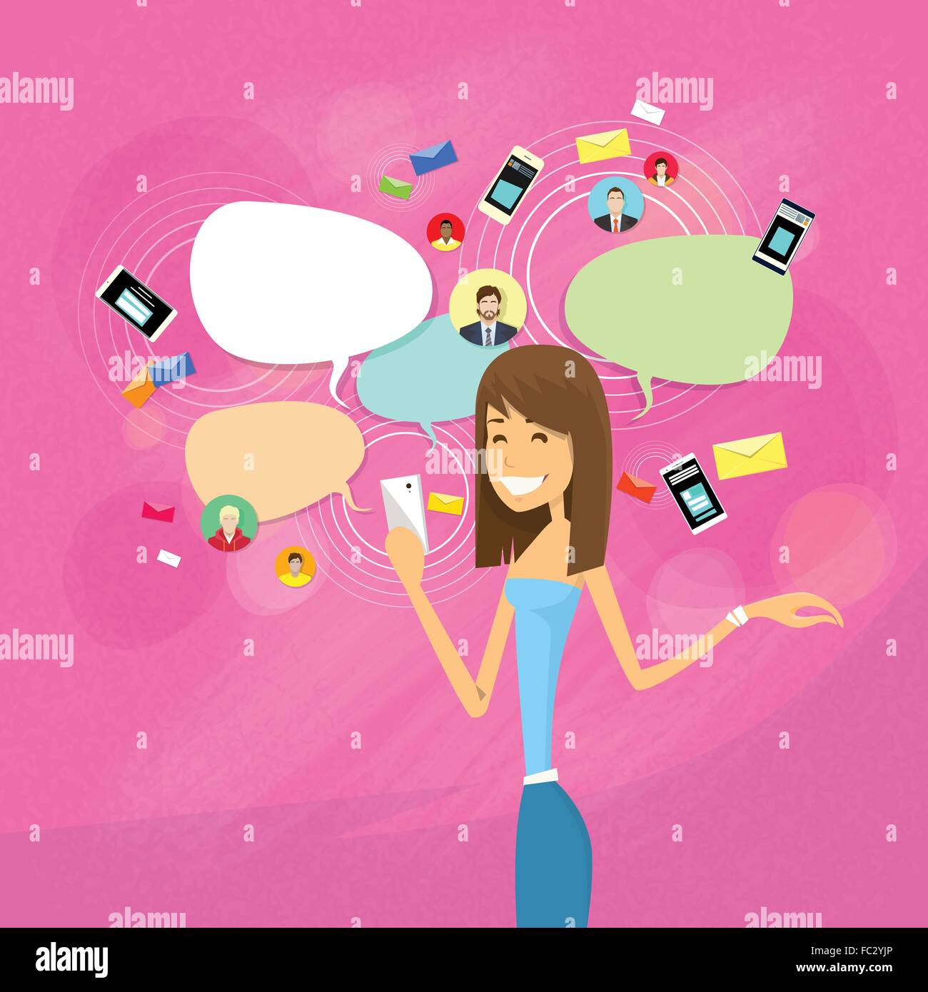 Girl Chatting Social Network Communication Concept Stock Vector Image ...
