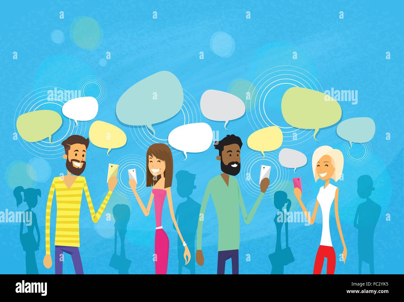 People Group Chat Social Network Communication Icons Stock Vector Image ...