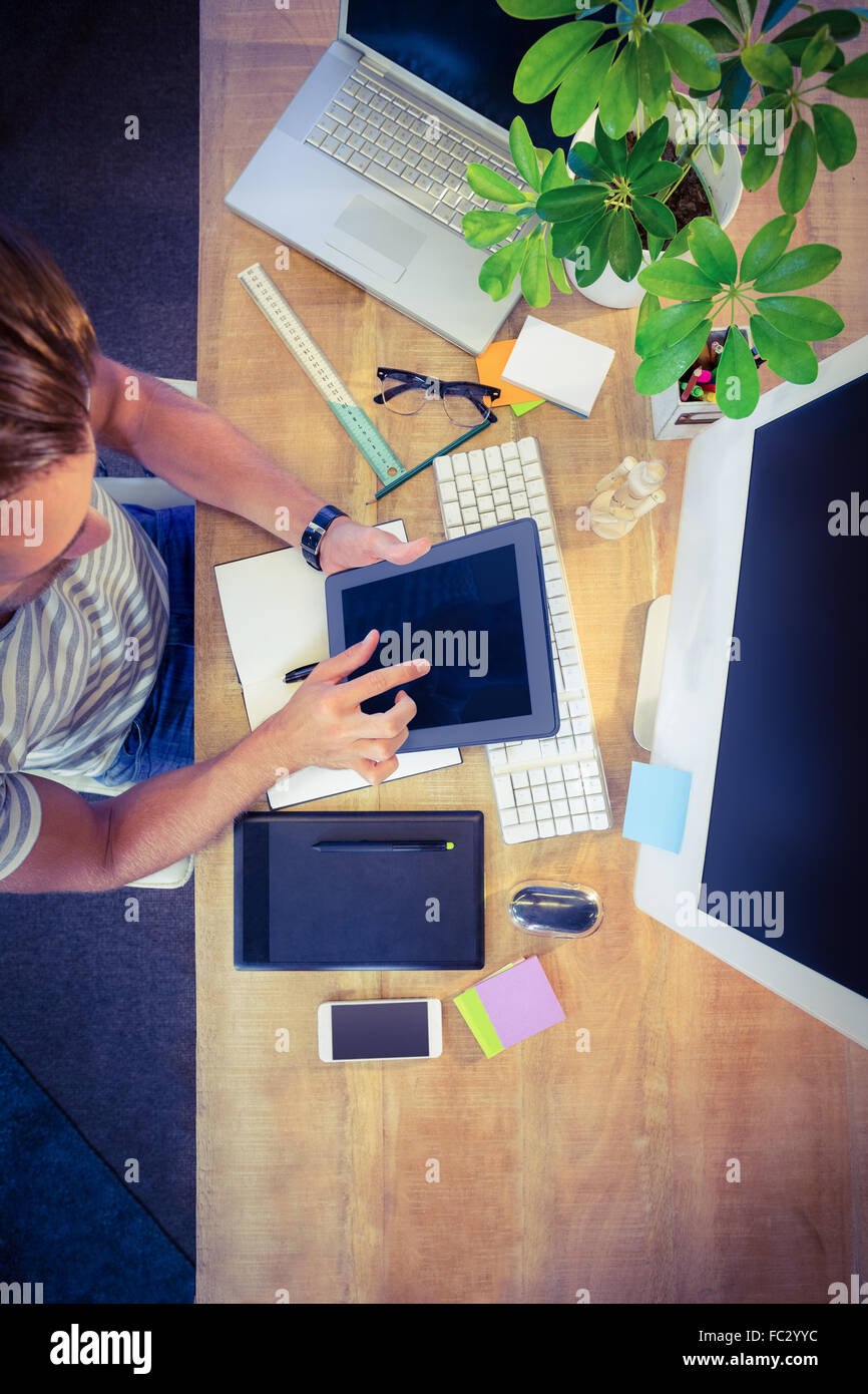Designer working at desk overhead shot Stock Photo - Alamy
