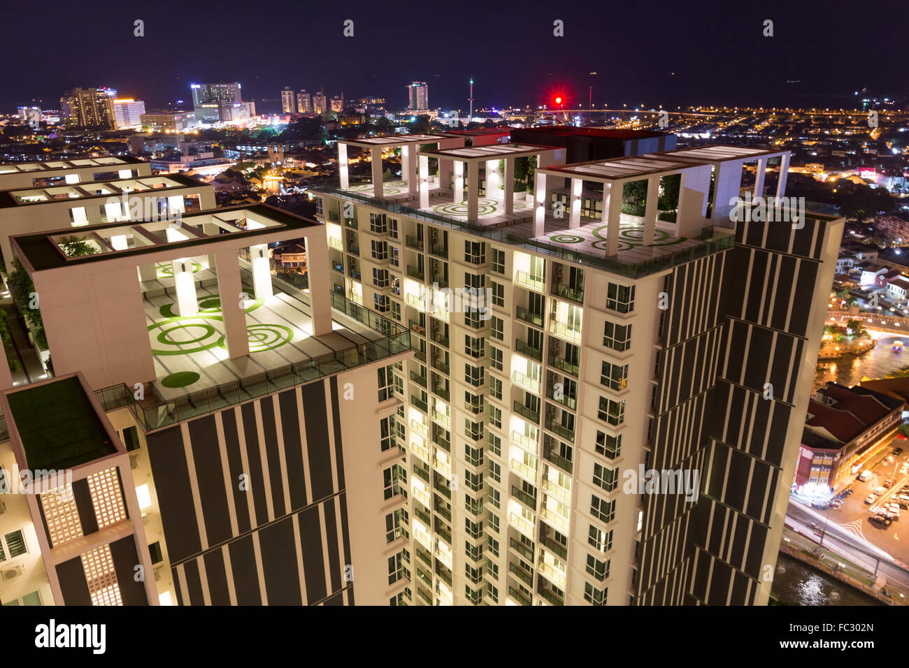 Night Landscape of Malacca city along Melaka river in December 2015 ...