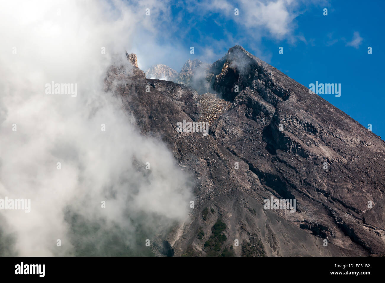 Merapi volcano, Mountain of Fire in Java. It is the most active volcano ...