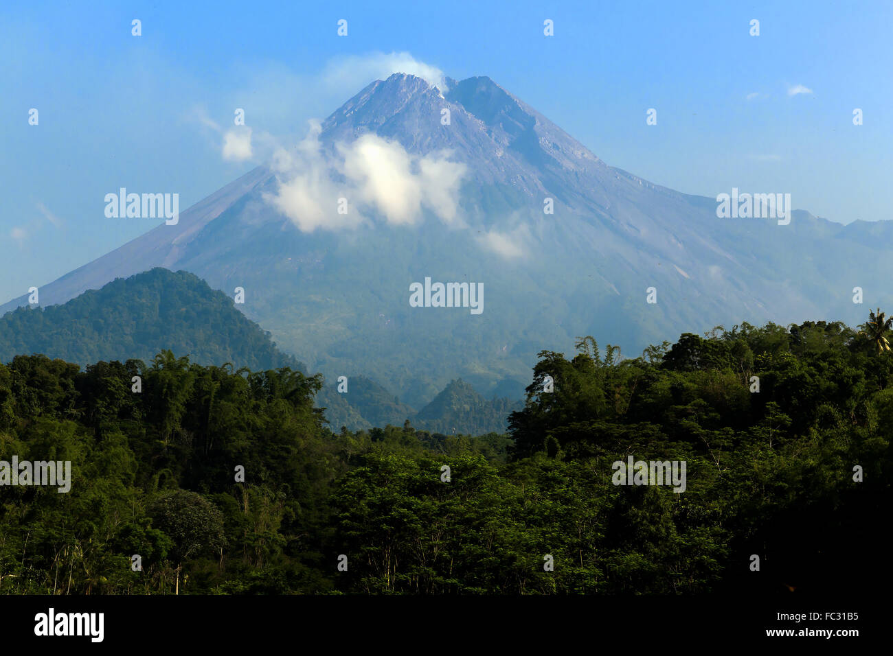 Merapi volcano, Mountain of Fire in Java. It is the most active volcano ...