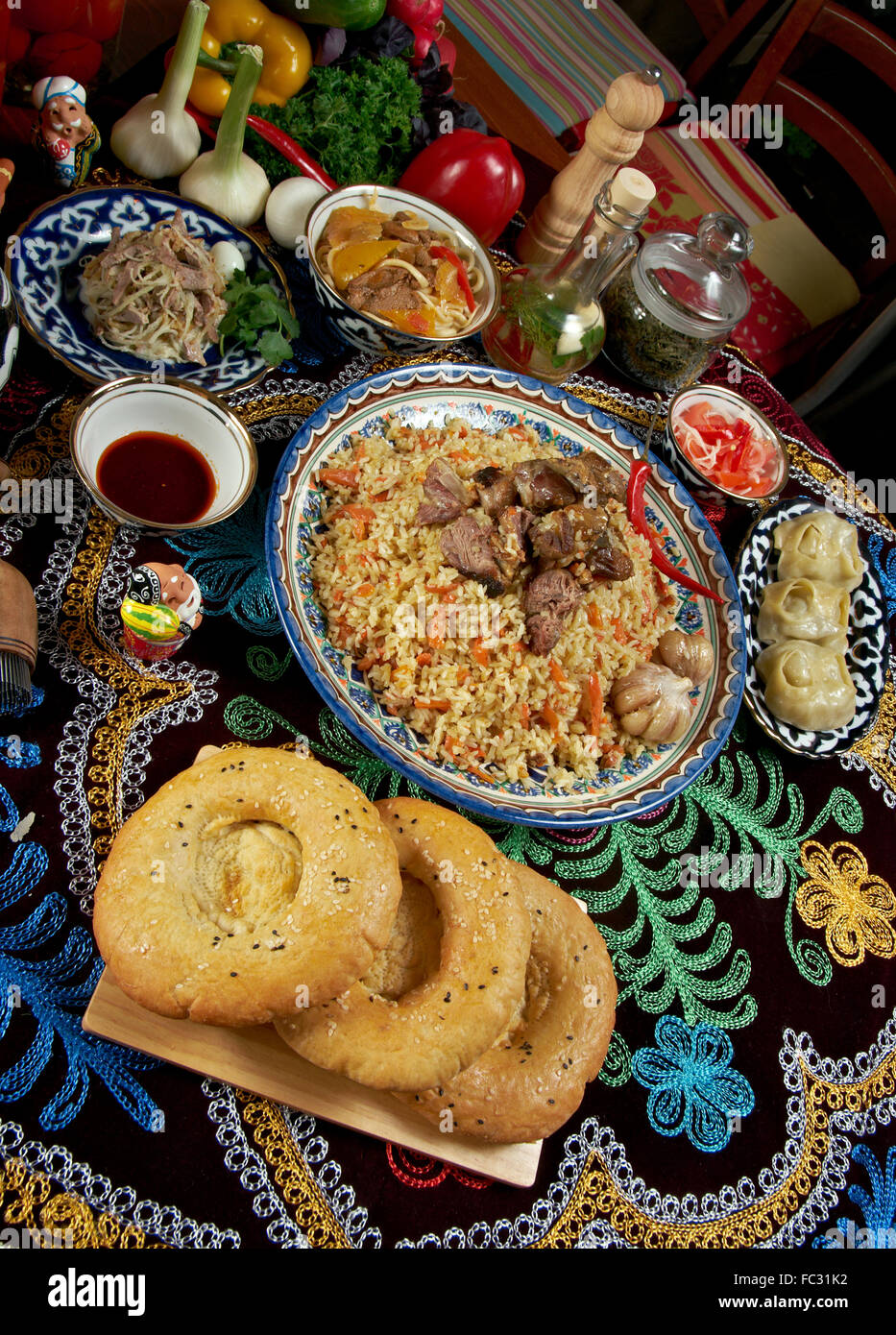 food set Central Asian cuisine Stock Photo - Alamy