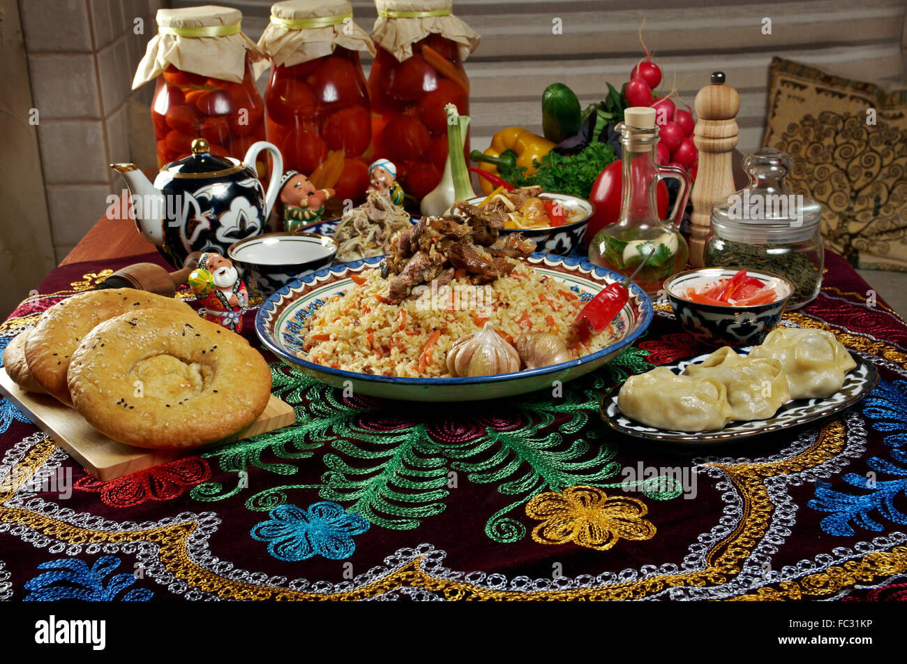 food set Central Asian cuisine Stock Photo - Alamy