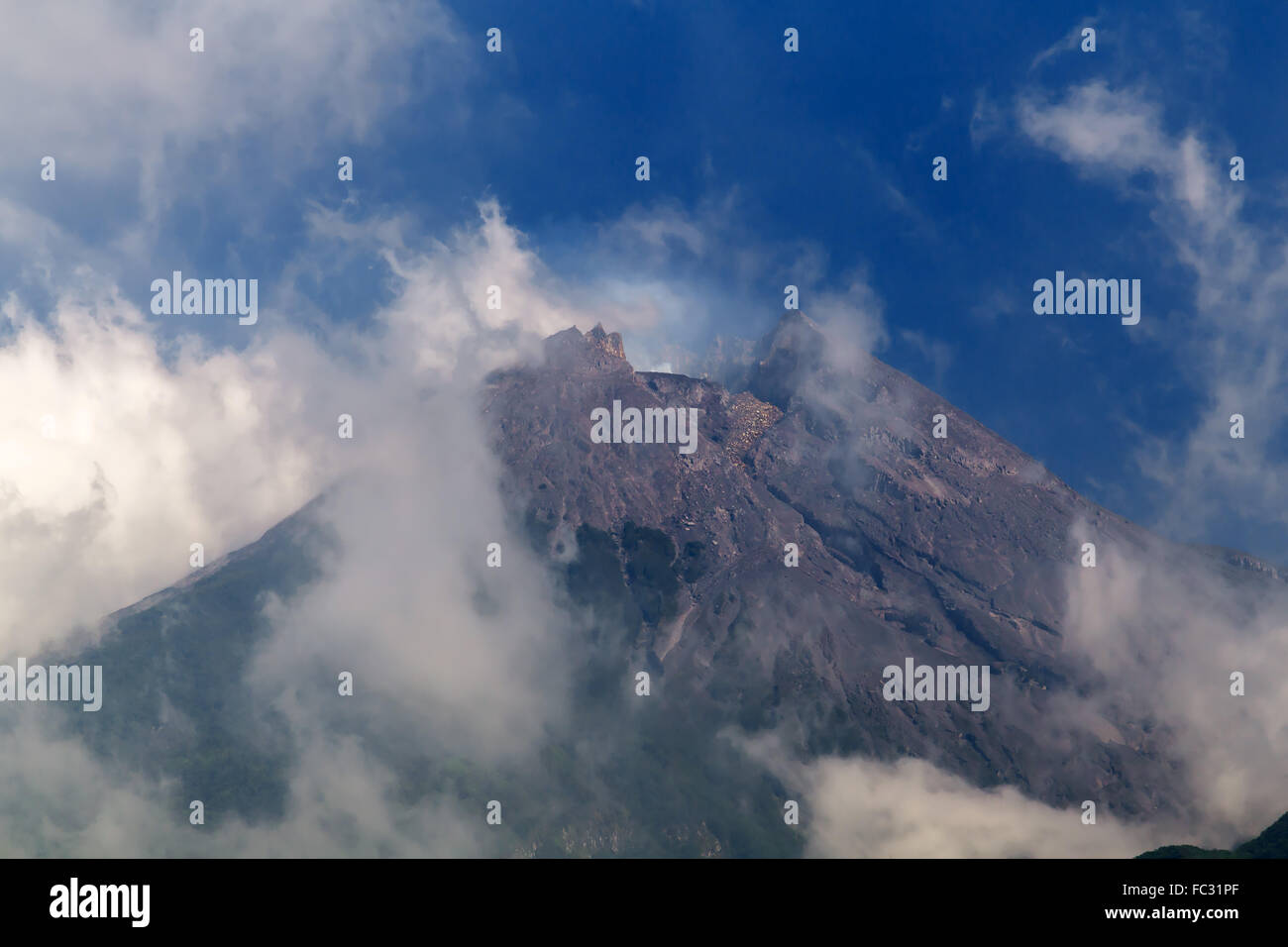 Merapi volcano, Mountain of Fire in Java. It is the most active volcano ...