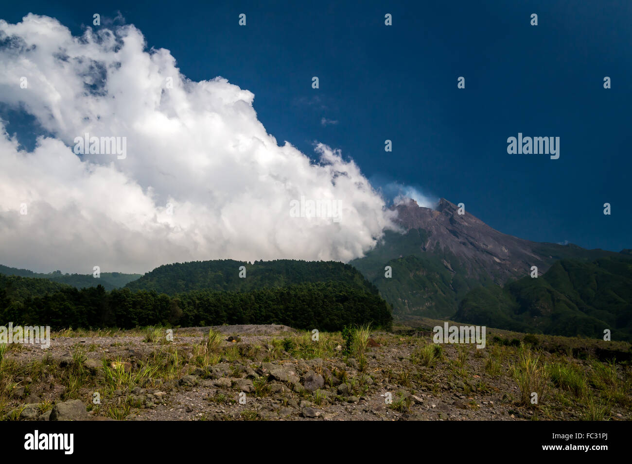 Merapi volcano, Mountain of Fire in Java. It is the most active volcano ...