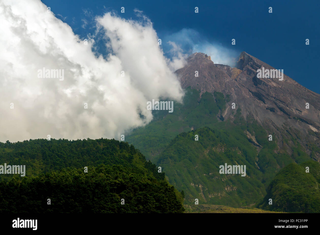 Merapi volcano, Mountain of Fire in Java. It is the most active volcano ...