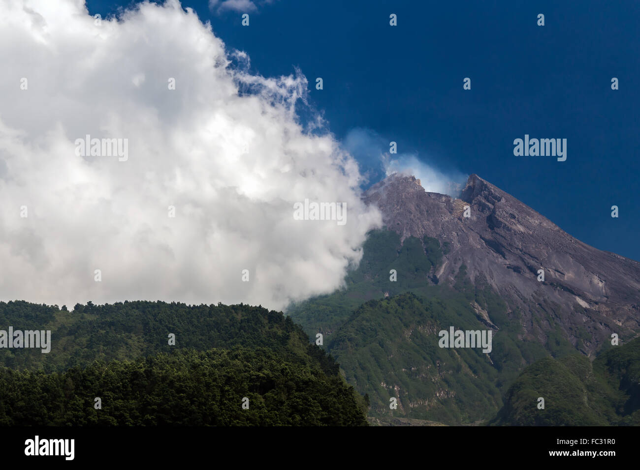 Merapi volcano, Mountain of Fire in Java. It is the most active volcano ...