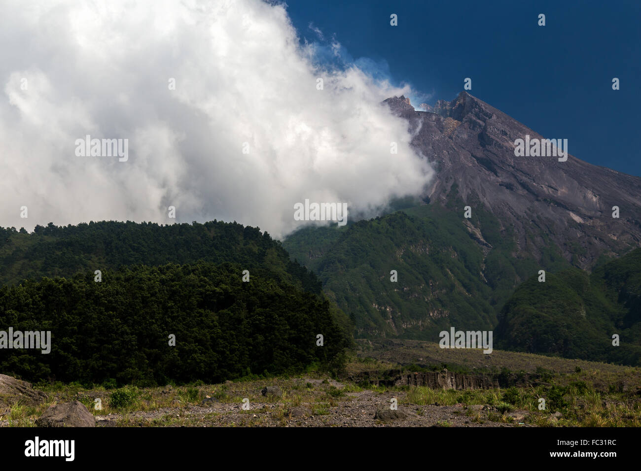 Merapi volcano, Mountain of Fire in Java. It is the most active volcano ...