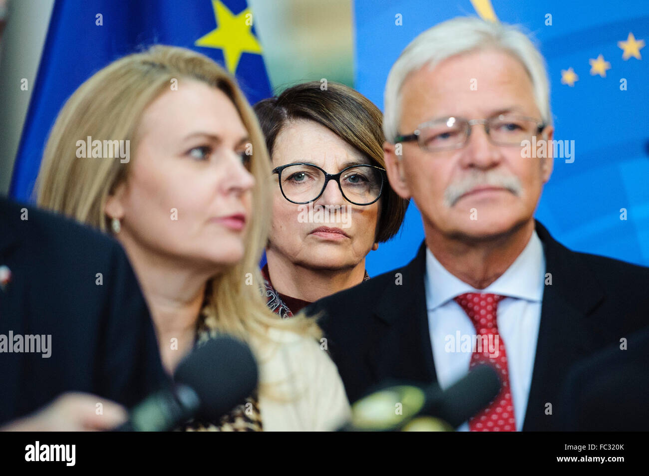 Members of European Parliament (MEP) Elzbieta Lukacijewska, Julia ...
