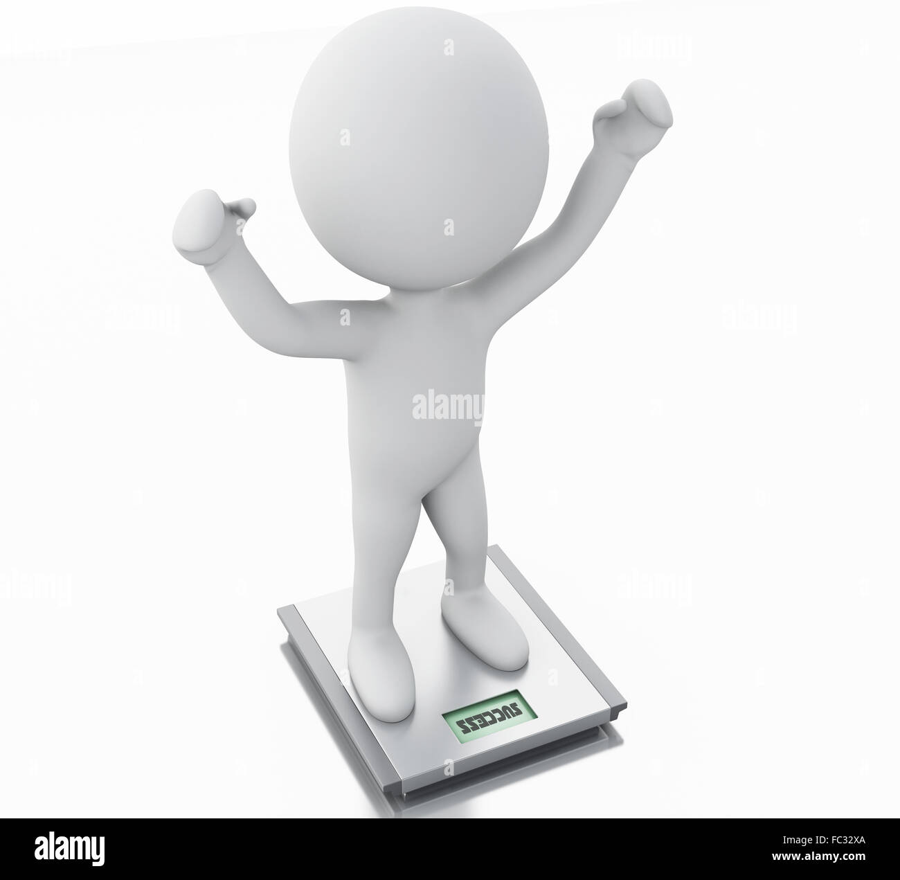 3d white people with ideal weight and scale Stock Photo - Alamy