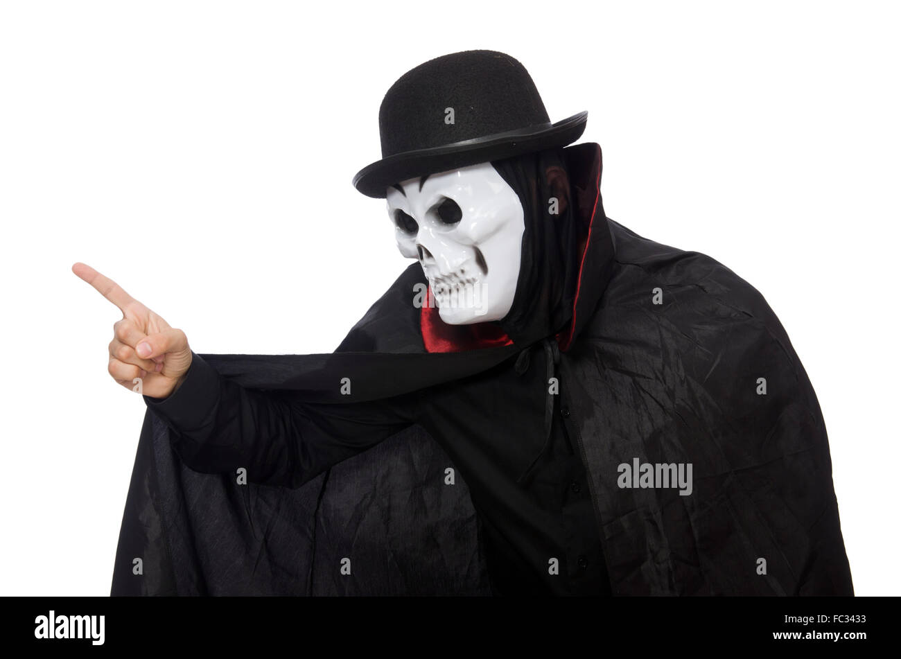Man in horror costume with mask isolated on white Stock Photo - Alamy