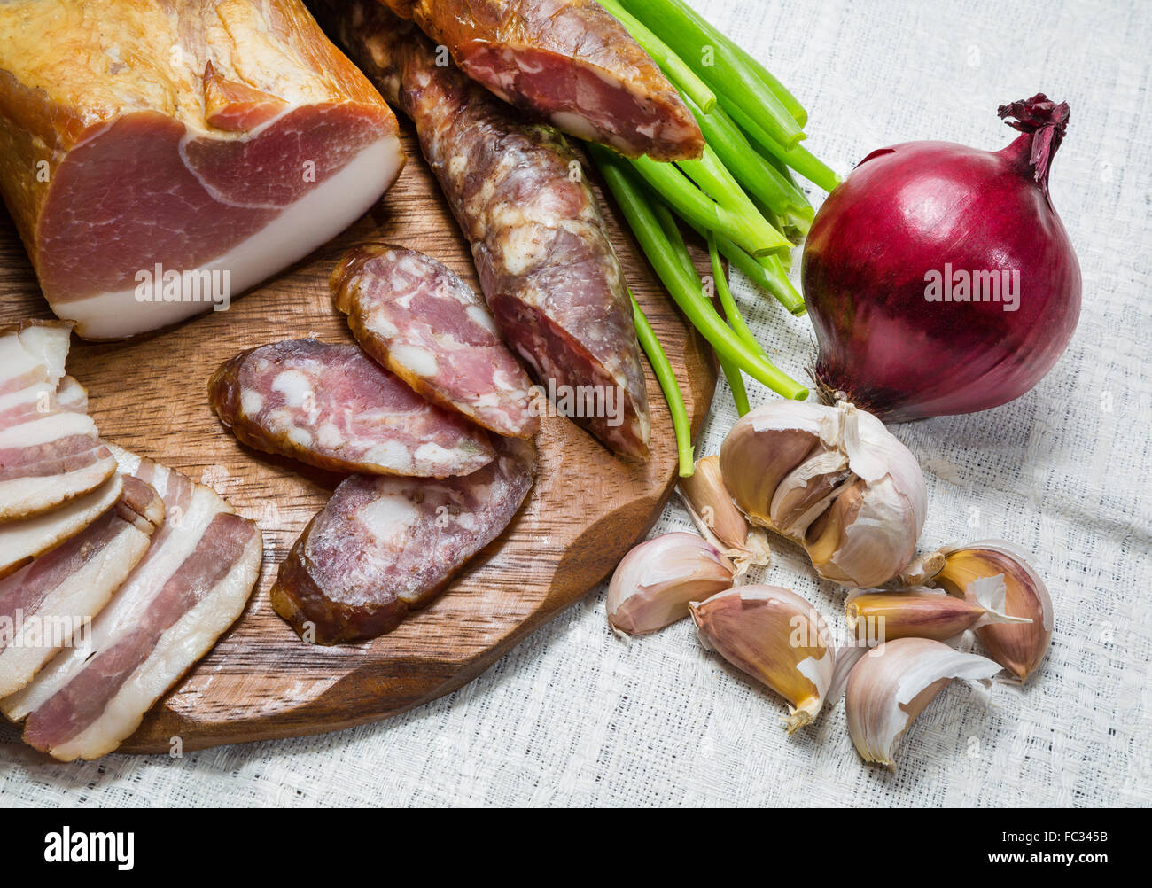 Sausage top view hi-res stock photography and images - Alamy