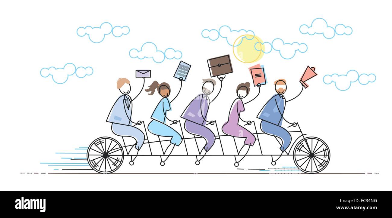 Business People Group Riding Bike Teamwork Concept Stock Vector Image ...