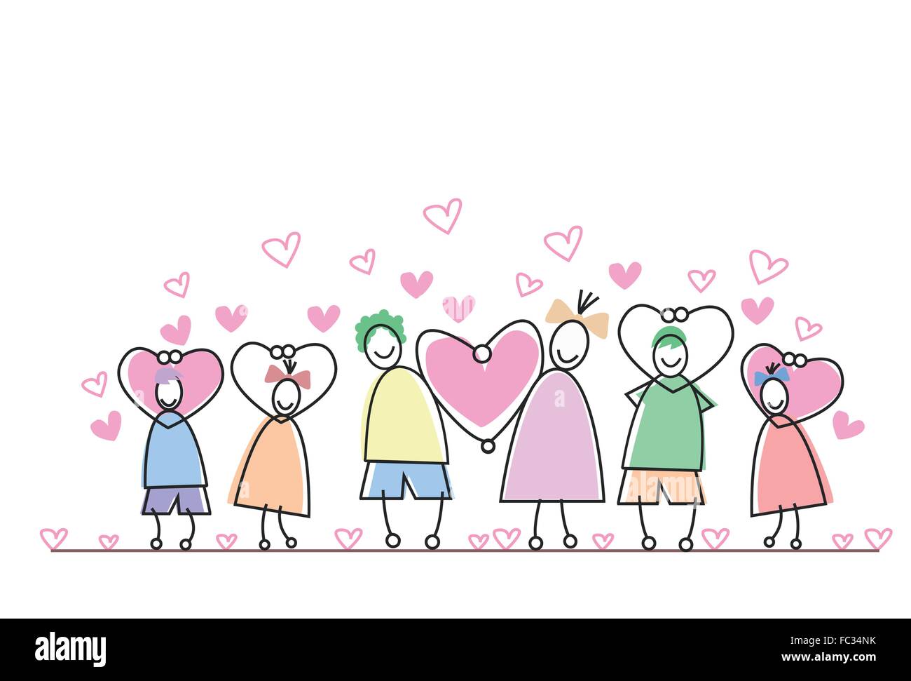 People Group Heart Shape Holding Hands Together Stock Vector Image ...