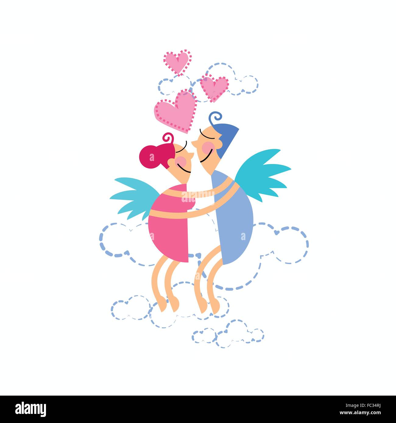 Couple Love Embrace Flying Heart Shape Stock Vector Image & Art - Alamy