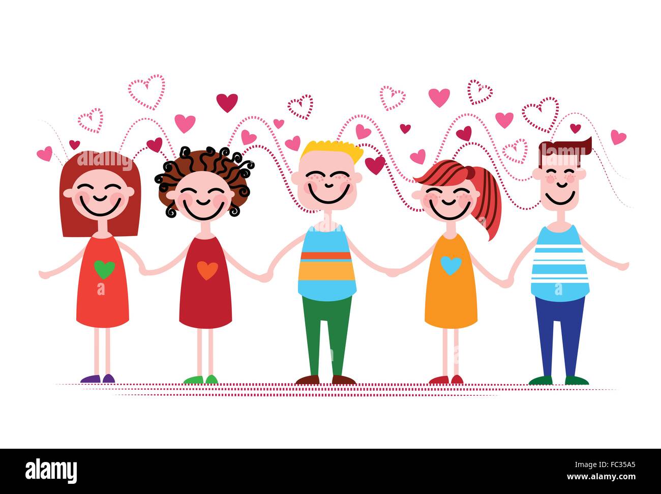 Boy holding red heart Stock Vector Images - Alamy