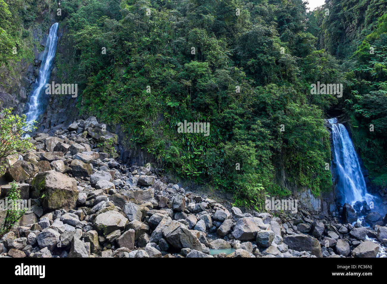 Both Trafalgar Falls Waterfalls Dominica West Indies Stock Photo - Alamy